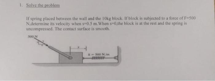 Solved If spring placed between the wall and the 10 kg | Chegg.com