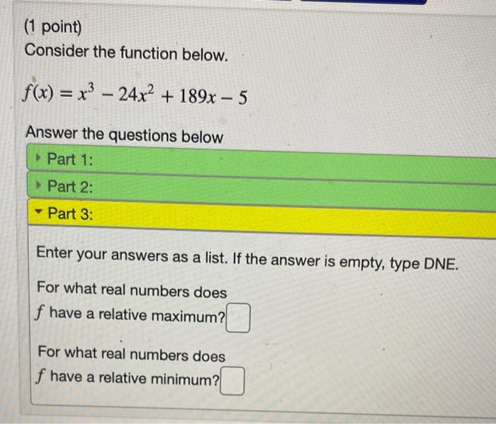 Solved (1 point) Let f(x) = 6x? - 7. Find the open intervals | Chegg.com