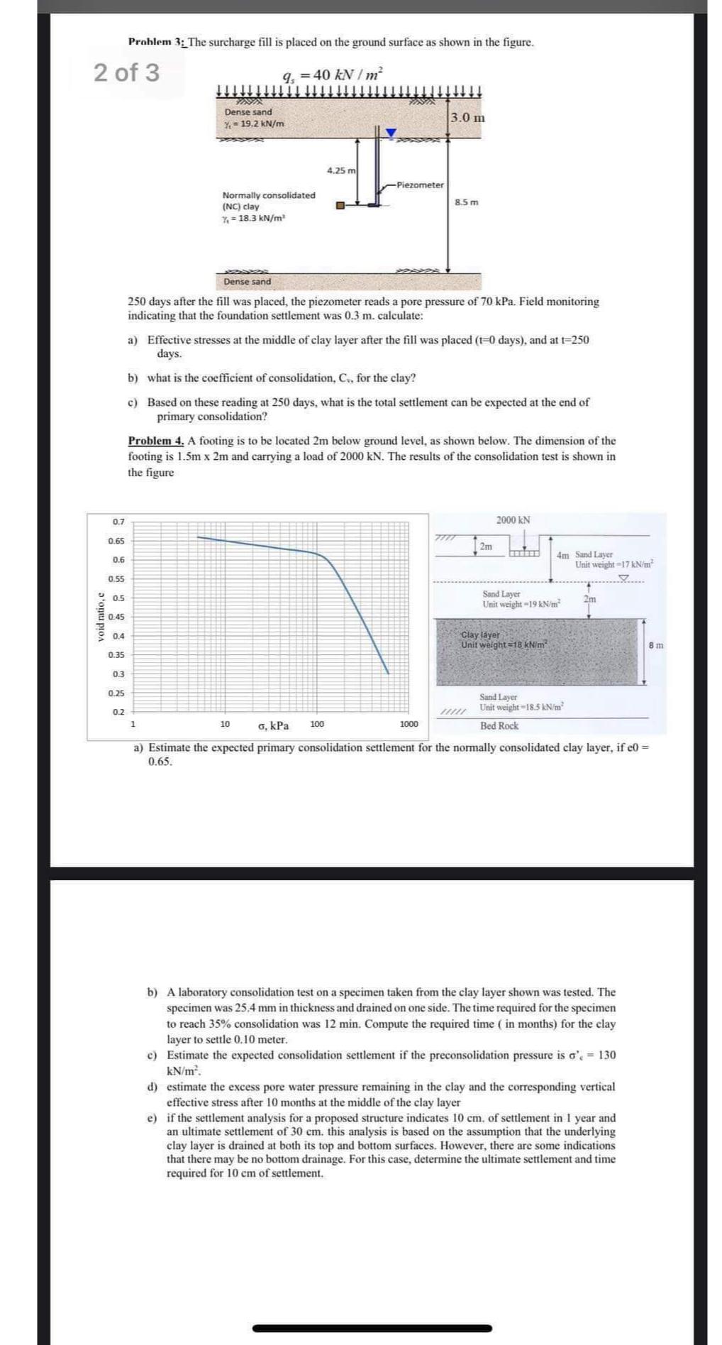 Prohlem 3: The surcharge fill is placed on the ground | Chegg.com