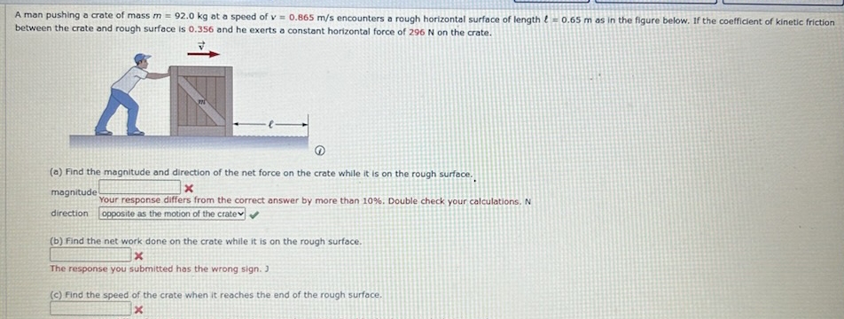 Solved A man pushing a crate of mass m=92.0kg ﻿at a speed of | Chegg.com