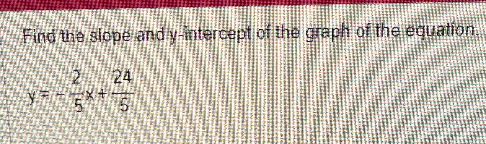Solved Find the slope and y-intercept of the graph of the | Chegg.com