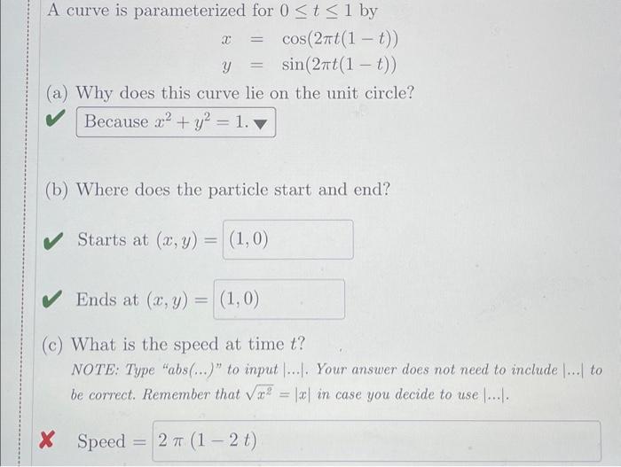 Solved A curve is parameterized for 0 ≤ t ≤ 1 by cos(2πt(1 – | Chegg.com