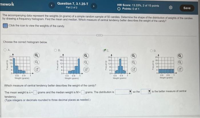 Solved The accompanying data represent the weights (in | Chegg.com