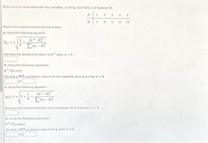 Solved Given Are Five Observations For Two Variables X And 0418