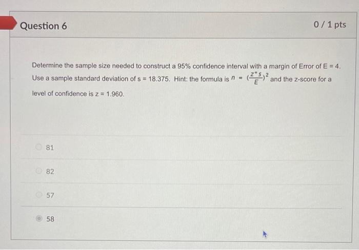 Solved Determine the sample size needed to construct a 95% | Chegg.com