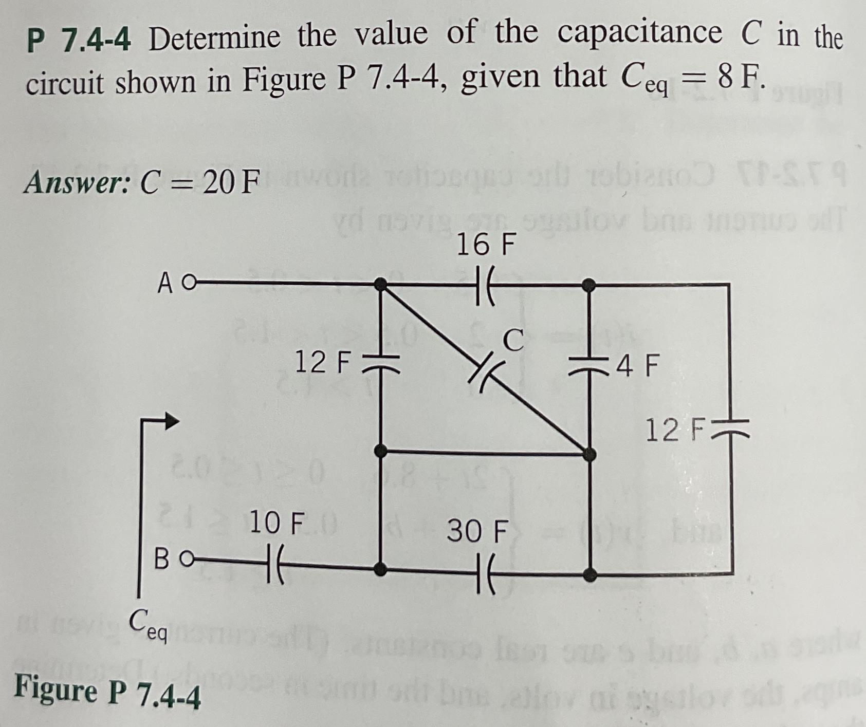 Solved P 7.4-4 ﻿Determine the value of the capacitance C ﻿in | Chegg.com