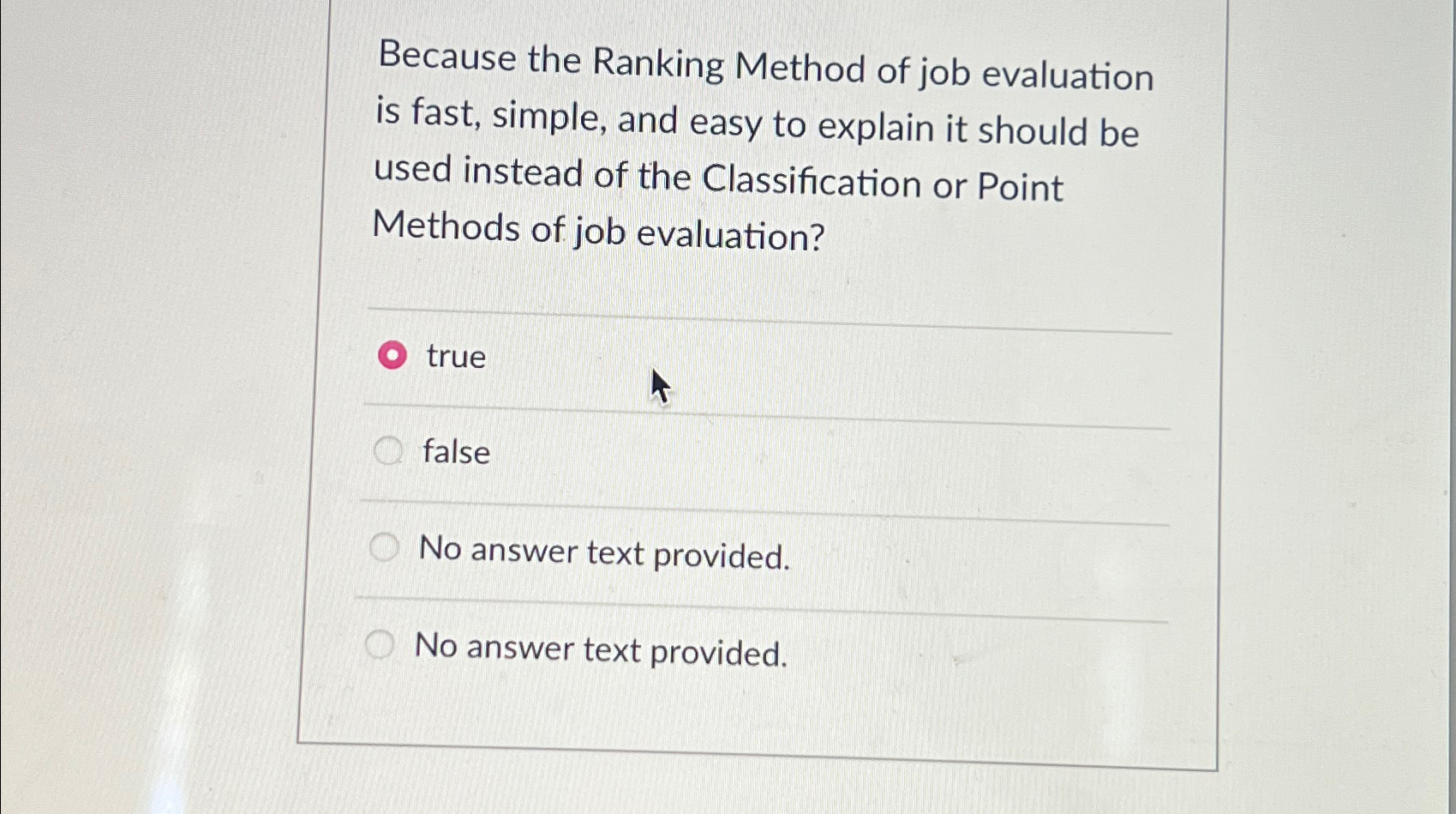 Solved Because the Ranking Method of job evaluation is fast, | Chegg.com