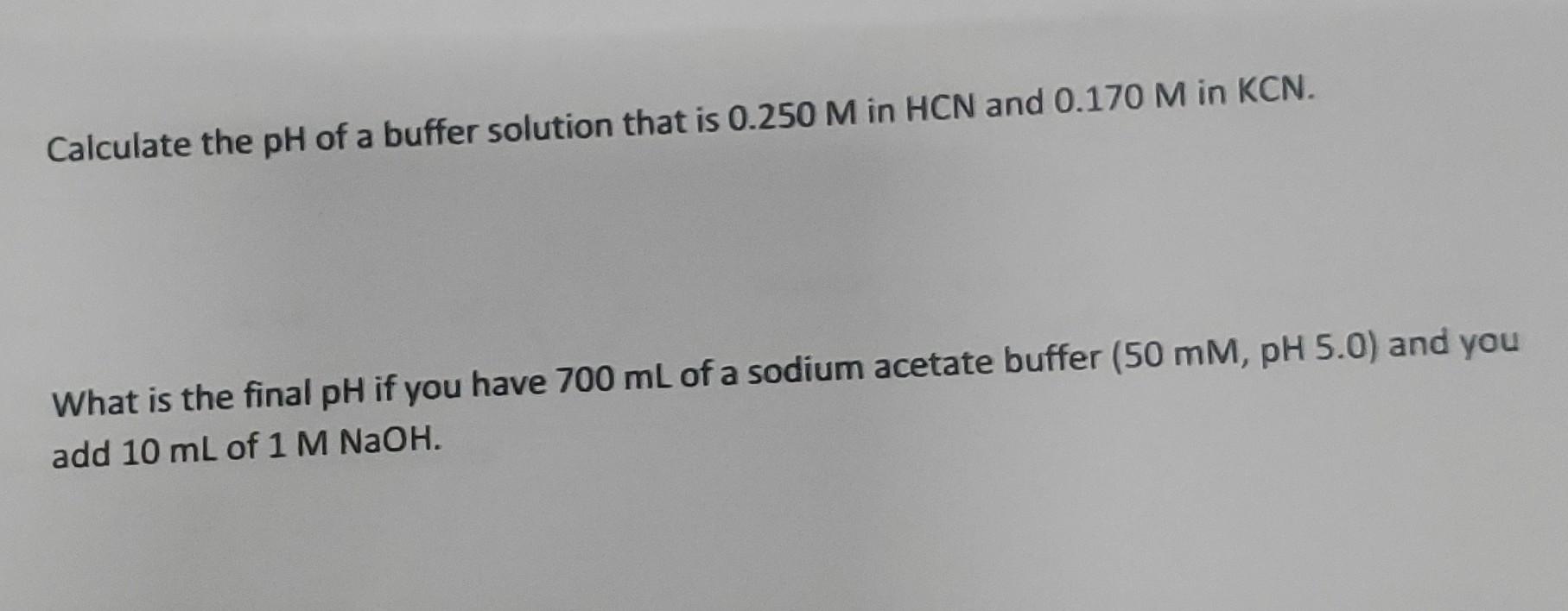 Solved Calculate the pH of a buffer solution that is 0.250M | Chegg.com