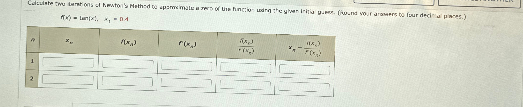 Solved Calculate two iterations of Newton's Method to | Chegg.com