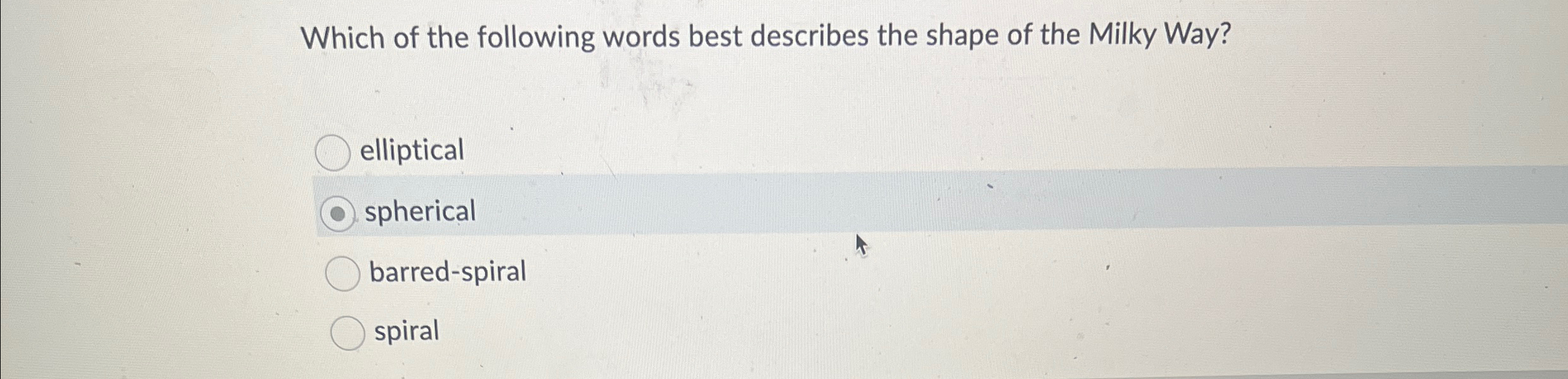 Solved Which of the following words best describes the shape | Chegg.com