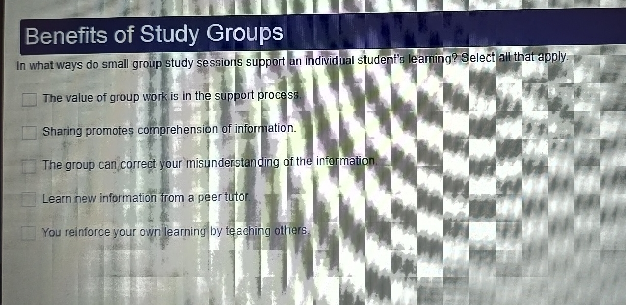 Benefits of Study GroupsIn what ways do small group | Chegg.com