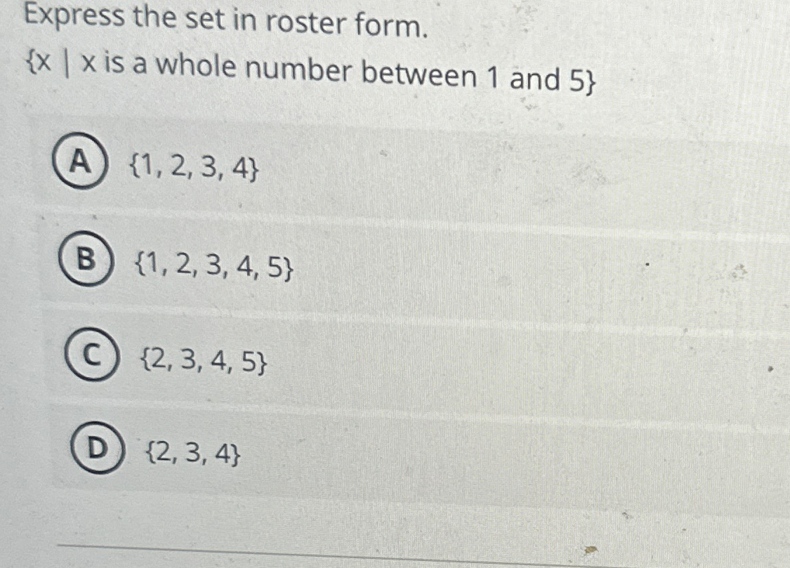 Solved Express the set in roster form. is a whole number | Chegg.com
