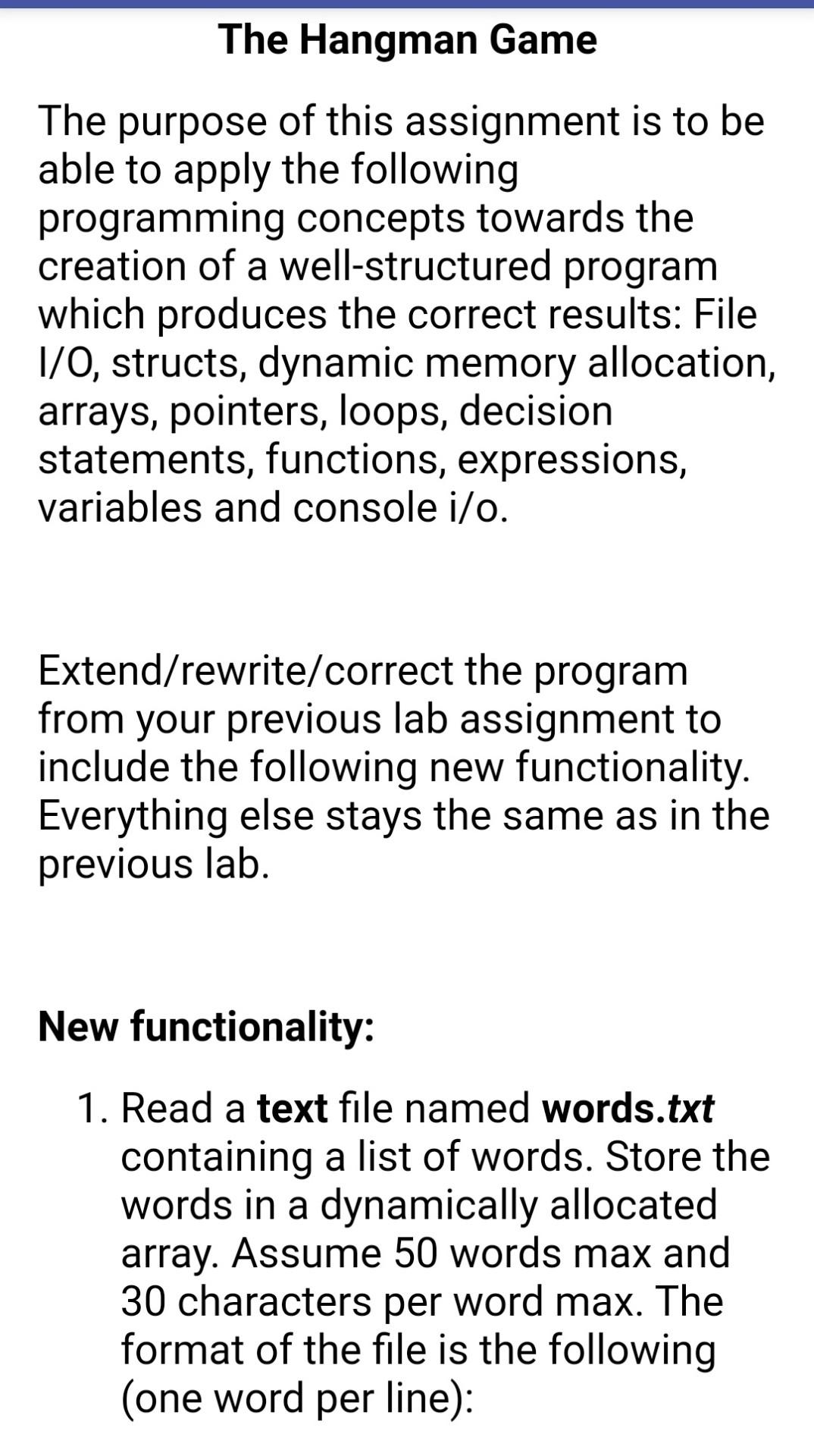 The Hangman Game The purpose of this assignment is to | Chegg.com