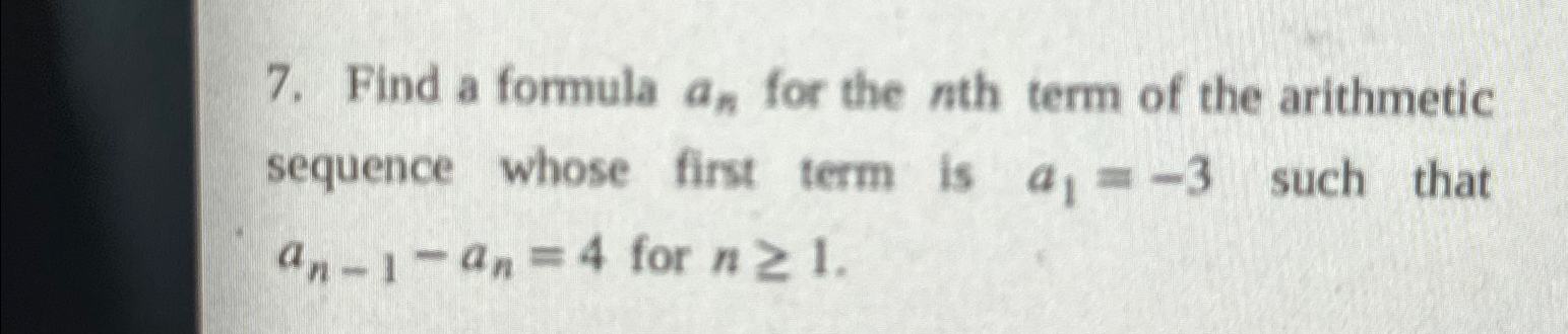 Solved Find a formula an ﻿for the nth term of the arithmetic | Chegg.com