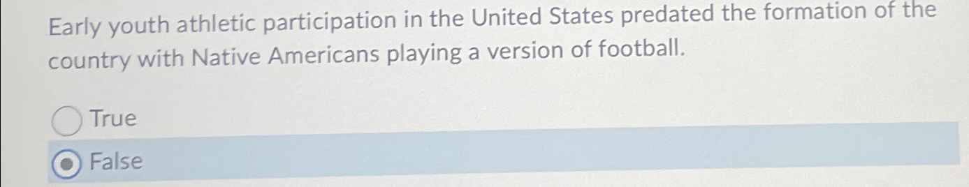Solved Early youth athletic participation in the United | Chegg.com