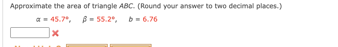 Solved Approximate the area of triangle ABC. (Round your | Chegg.com