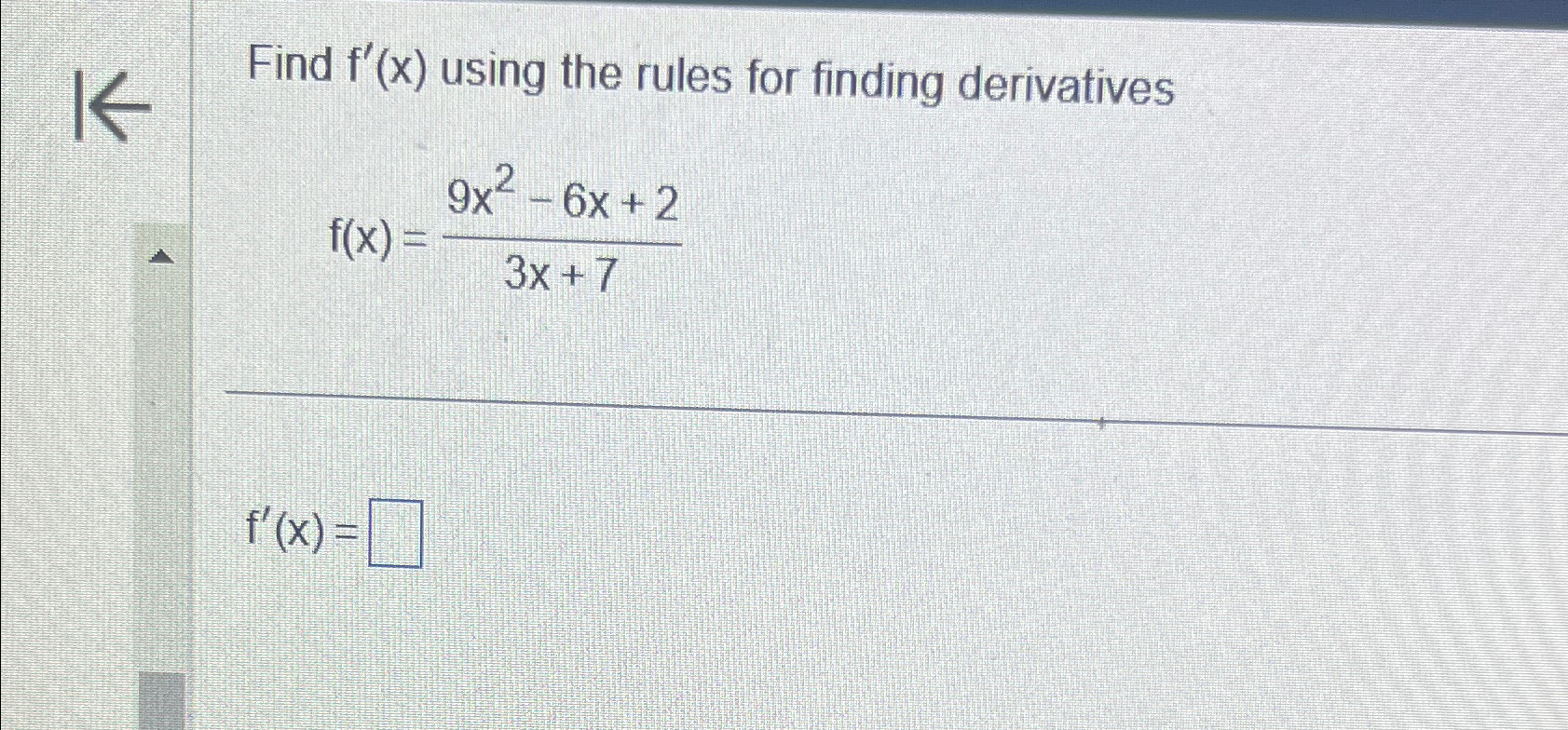 Solved Find f'(x) ﻿using the rules for finding | Chegg.com