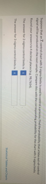 Suppose that an X control chart with 2-sigma limits | Chegg.com