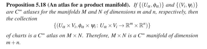 Proposition 5.18 (An atlas for a product manifold). | Chegg.com