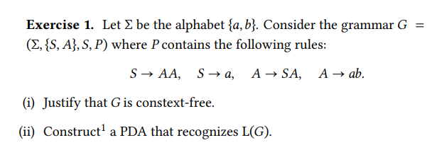 Solved Exercise 1. ﻿Let Σbe ﻿the alphabet {a,b}. ﻿Consider | Chegg.com