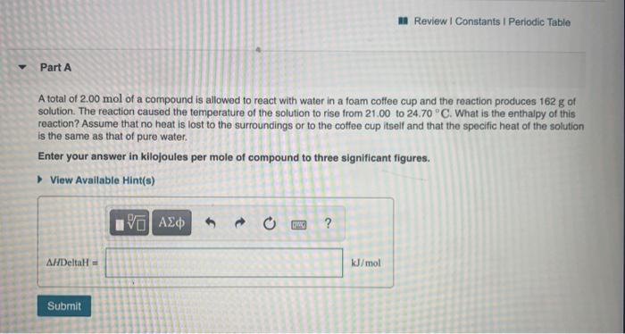 Solved Review I Constants Periodic Table Part A A total of | Chegg.com