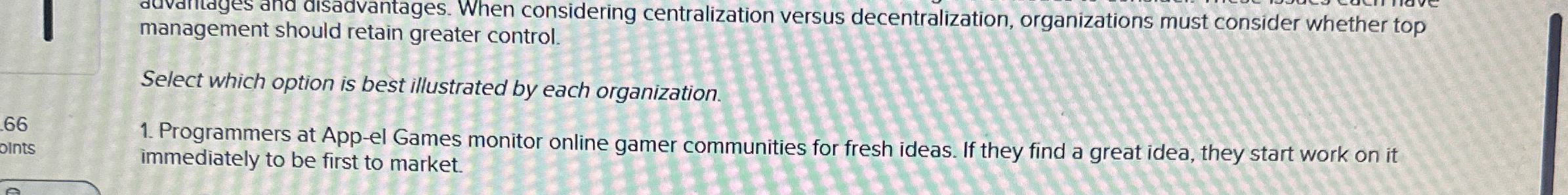 Solved considering centralization versus decentralization, | Chegg.com