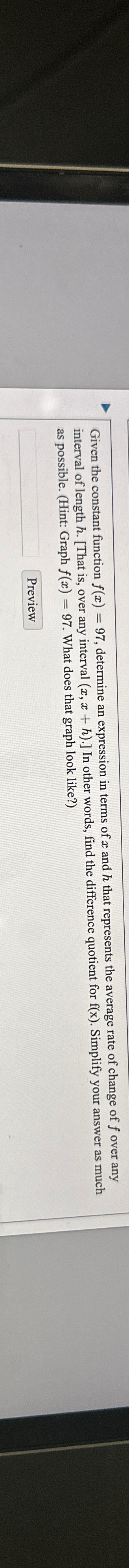 Solved Given the constant function f(x)=97, ﻿determine an | Chegg.com