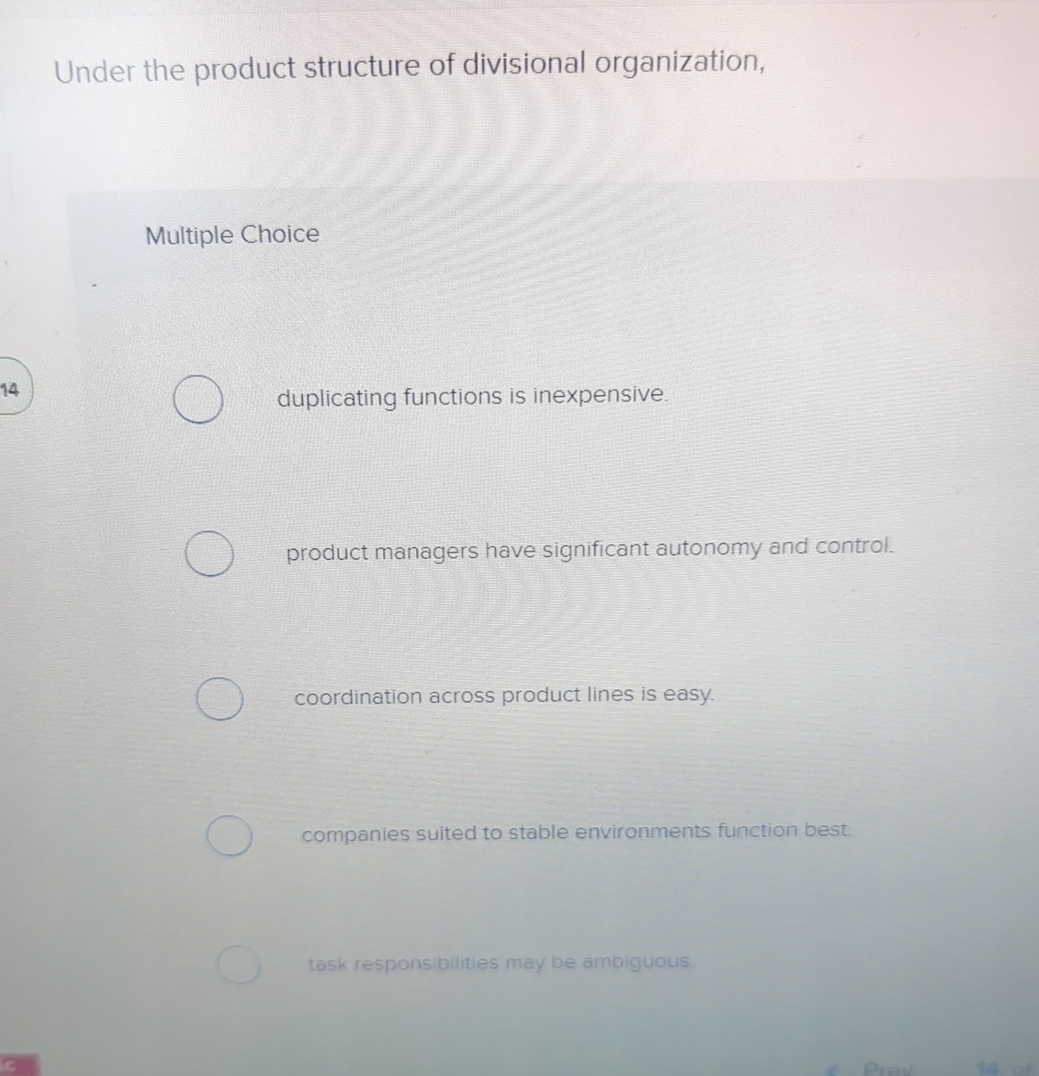Solved Under the product structure of divisional | Chegg.com