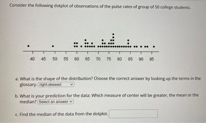 Solved Consider the following dotplot of observations of the | Chegg.com