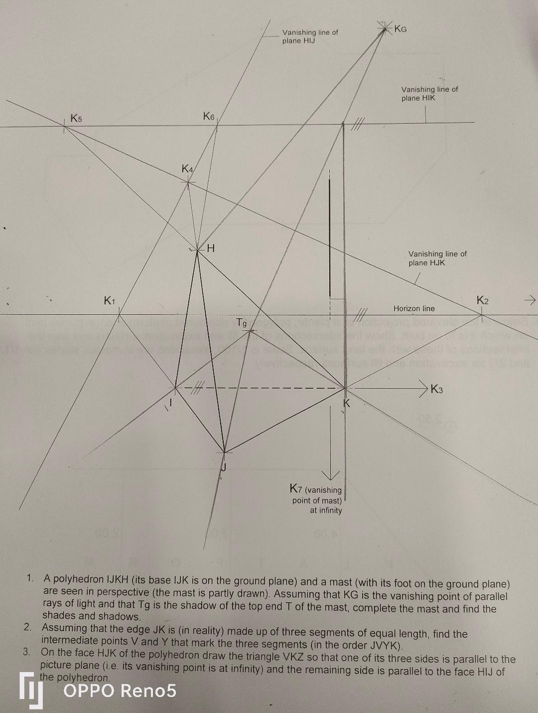 K5 K4/ K6 H Vanishing line of plane HIJ Tg ||| KG K₁ | Chegg.com
