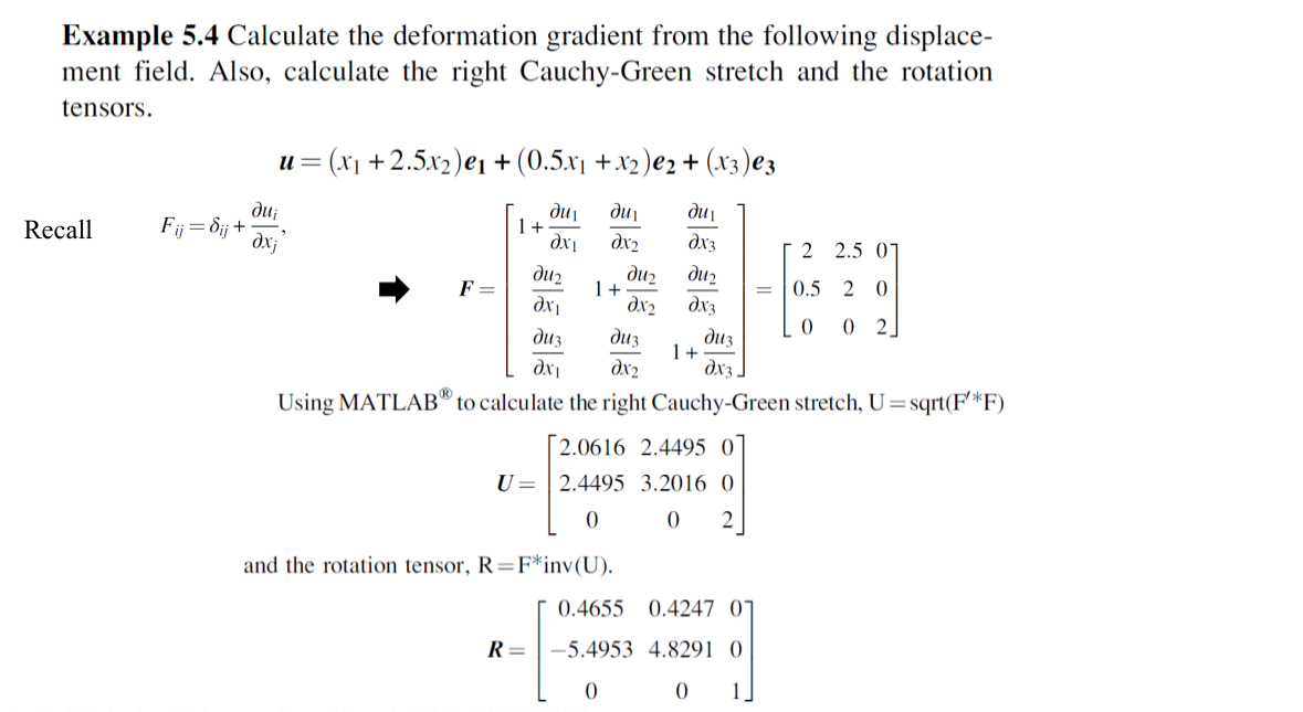 Solved Example 5.4 ﻿Calculate the deformation gradient from | Chegg.com