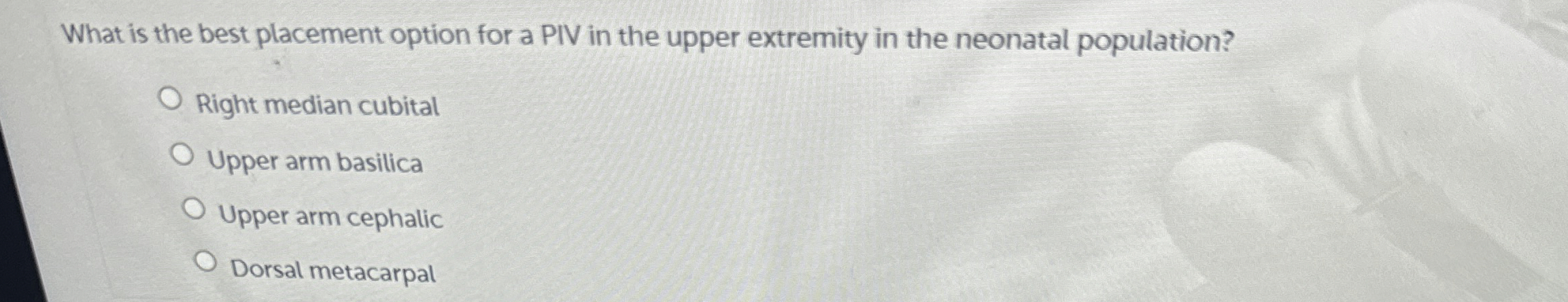 Solved What is the best placement option for a PIV in the | Chegg.com