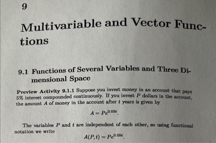 Solved Multivariable and Vector Functions 9.1 Functions of | Chegg.com