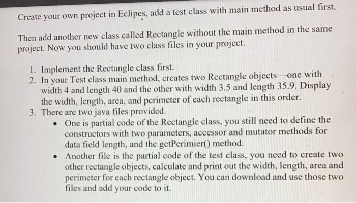 Solved Topic: Class Rectangle Refer to the example code of | Chegg.com