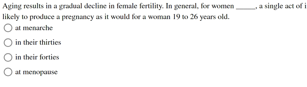 Solved Aging results in a gradual decline in female | Chegg.com