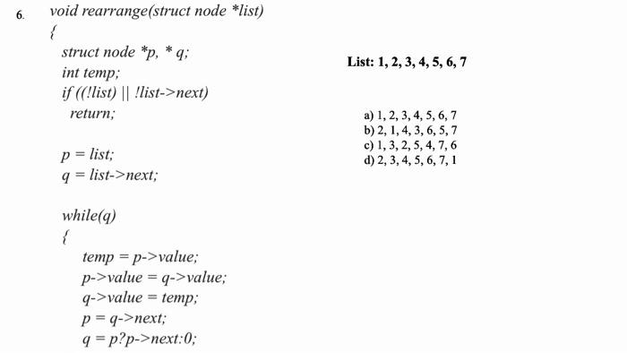 Solved void rearrange(struct node ∗ list ) \{ struct node | Chegg.com