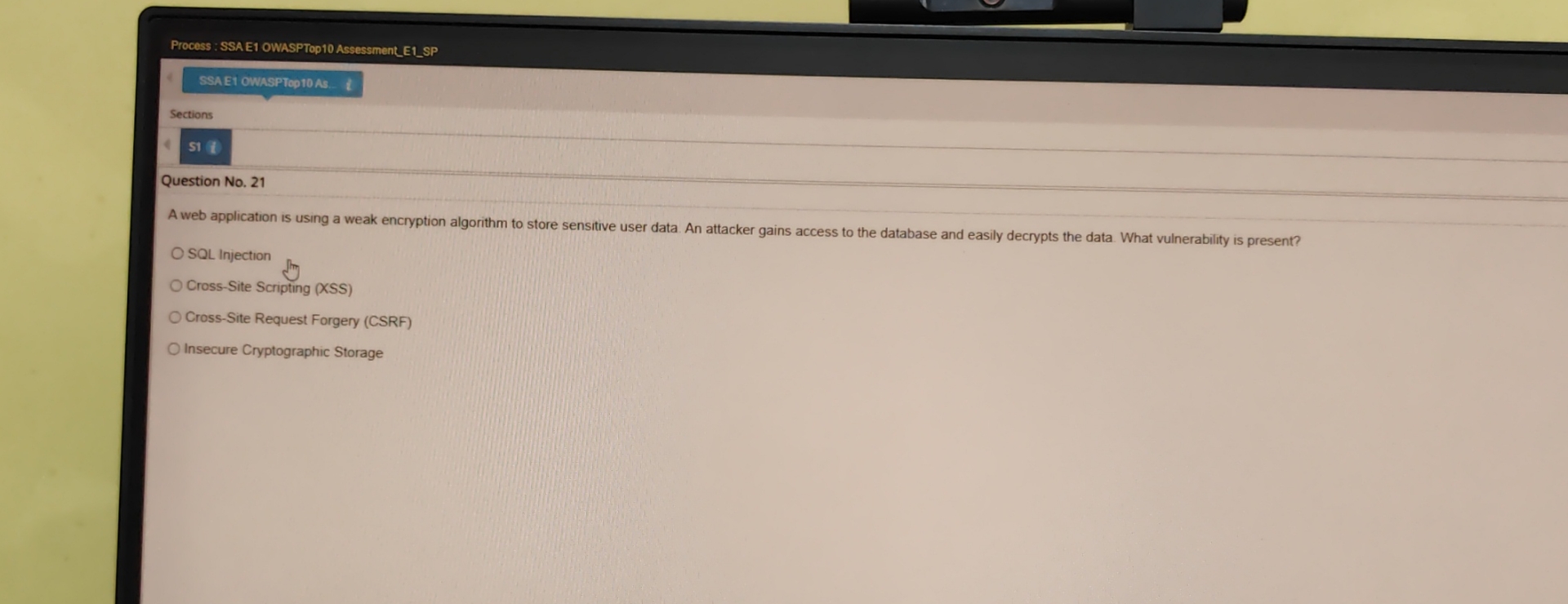 Solved Process : SSAE1 ﻿OWASPTop10 ﻿Assessment_E1_SPSCAE1 | Chegg.com