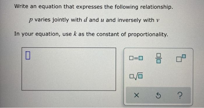 Solved Write An Equation That Expresses The Following