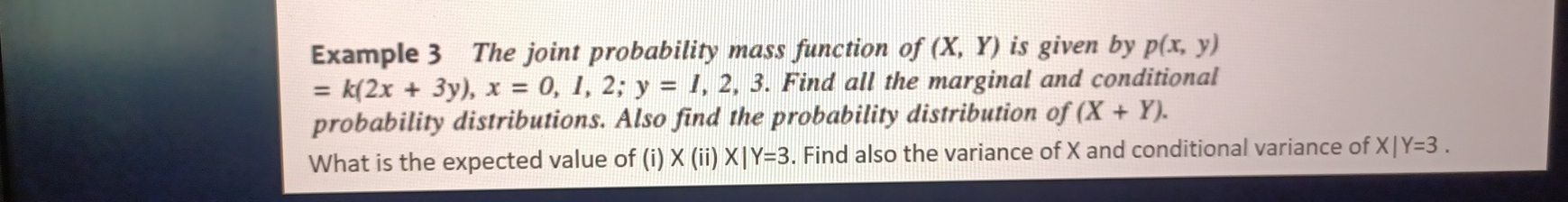 Example 3 ﻿The joint probability mass function of | Chegg.com