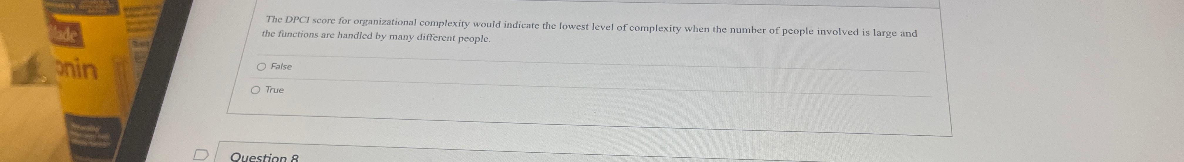 Solved The DPCI score for organizational complexity would | Chegg.com
