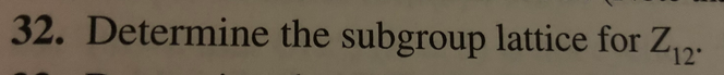 Solved 32. Determine the subgroup lattice for Z12- | Chegg.com
