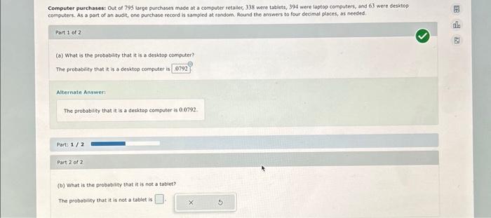 Solved Computer purchases: Out of 795 large purchases made | Chegg.com