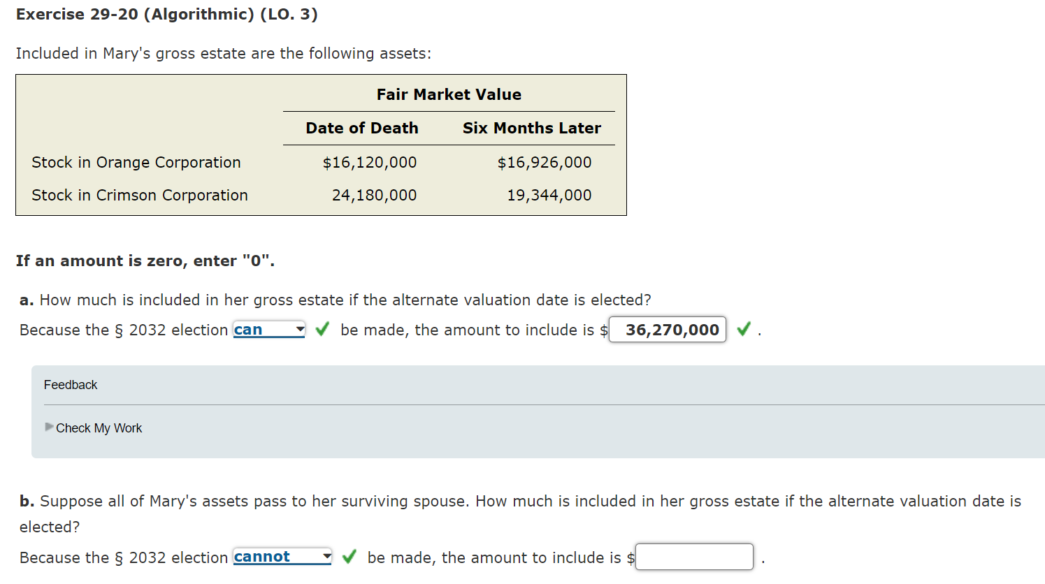 Solved Exercise 29-20 (Algorithmic) (LO. 3)Included in | Chegg.com