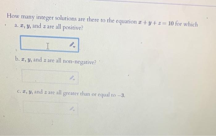 Solved How many integer solutions are there to the equation | Chegg.com