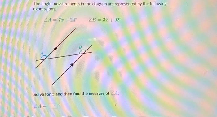 Solved The angle measurements in the diagram are represented | Chegg.com