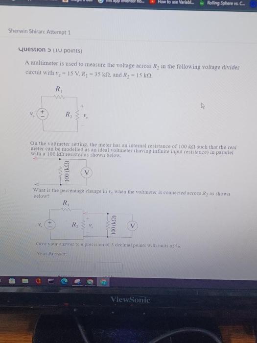 Solved A multimeter is used to measure the voltage across R2 | Chegg.com