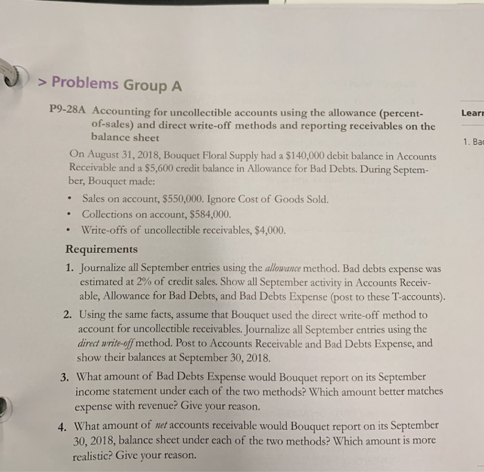 Solved > Problems Group A P9-28A Accounting for | Chegg.com