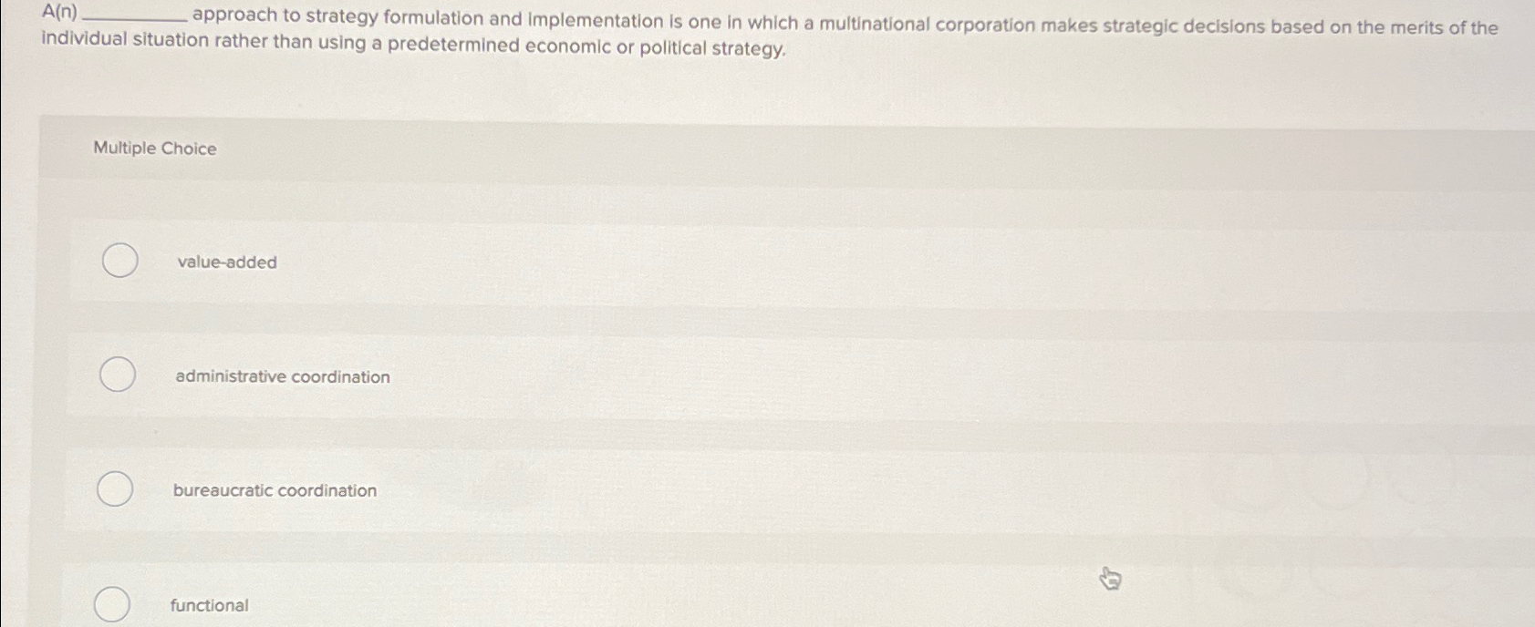 Solved A(n] ﻿approach to strategy formulation and | Chegg.com