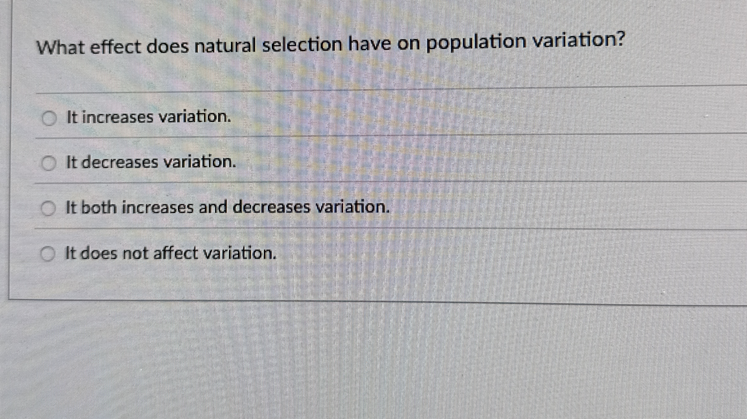 Solved What effect does natural selection have on population | Chegg.com