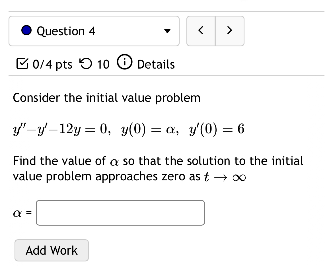 Solved Question 4\\n(0)/(4)pts\\n10\\nDetails\\nConsider the | Chegg.com